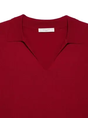 ZANONE V-neck Polo In Wide Fit In Flexwool