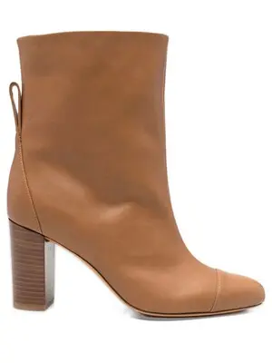 ODISSI Smooth Leather Dot Ankle Boots - Brown