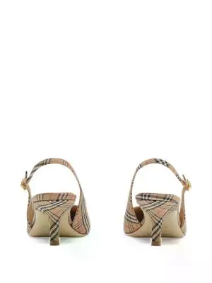 Burberry Check Dame Slingback Pumps - Neutrals