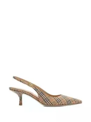 Burberry Check Dame Slingback Pumps - Neutrals