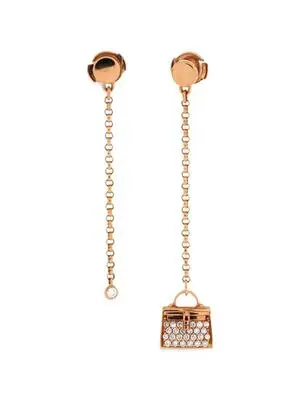Hermès Kelly Amulette Drop 18k Rose Gold And Diamonds Earrings