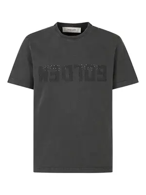 GOLDEN GOOSE Golden M's Regular T-shirt Distressed Cotton Jersey With Logo