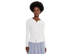 Lacoste Slim Fit Pointelle Cotton Cardigan Clothing - Flour