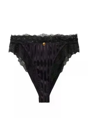 Versace Lace-trim Jacquard Silk Slip Briefs - Black