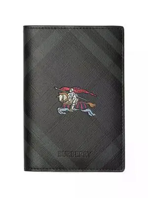 Burberry Knight City Check Passport Holder - Black