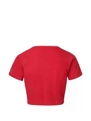 VALE FOREVER Candy Cane Logo-print Cropped T-shirt - Red