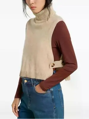 Maison123 Button-tab Roll-neck Vest