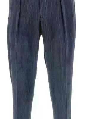 BRIGLIA 1949 Portobellos Pleated Corduroy Trousers - Blue