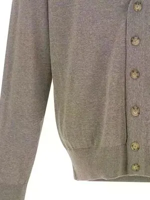 BOSS Buttoned Cardigan In Extra-fine Merino Wool - Brown