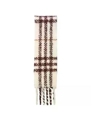 Burberry Narrow Check Alpaca-wool-blend Bouclé Scarf - Neutrals