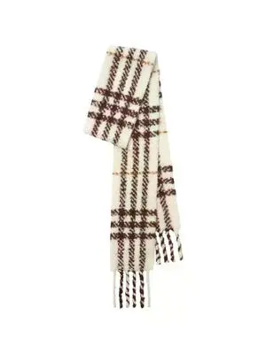 Burberry Narrow Check Alpaca-wool-blend Bouclé Scarf - Neutrals