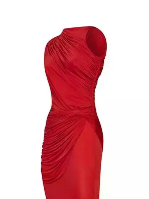 Alex Perry Gathered Asymmetric-neck Maxi Dress
