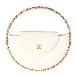 Chanel Quilted Patent Chain Around Hoop Top Handle Bag