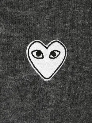 Play Comme Des Garcon V-neck Cardigan White Emblem
