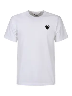 Play Comme Des Garcon T-shirt Black Emblem - White