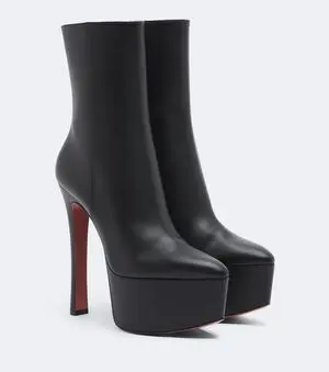 Amina Muaddi Cynthia Leather Platform Ankle Boots