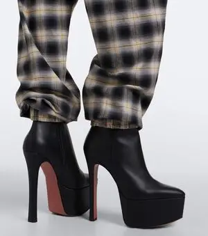 Amina Muaddi Cynthia Leather Platform Ankle Boots