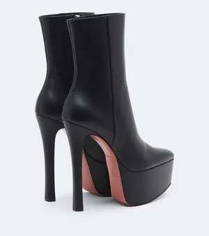 Amina Muaddi Cynthia Leather Platform Ankle Boots