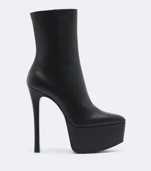 Amina Muaddi Cynthia Leather Platform Ankle Boots