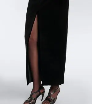 Khaite Lachlan Cotton Velvet Pencil Skirt