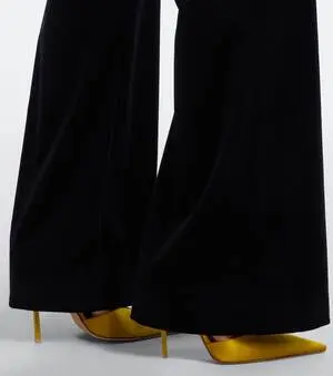 Victoria Beckham Alina Cotton-blend Velvet Flared Pants