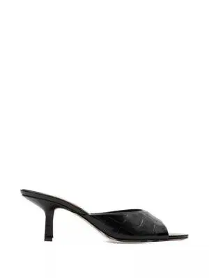 Burberry Crocodile-effect Leather Mews Low Sandals - Black