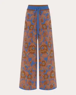 ANNABO Mirage Bloom Floral Wool Jacquard Pants