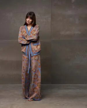 ANNABO Mirage Bloom Floral Wool Jacquard Pants