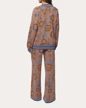 ANNABO Mirage Bloom Floral Wool Jacquard Pants