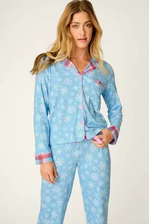 PJ Salvage Personalized Plaid About You Snowflakes & Plaid Pajama Set