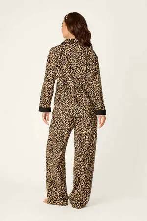PJ Salvage Personalized Wild At Heart Leopard Print 3-piece Flannel Pajama Set
