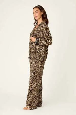 PJ Salvage Personalized Wild At Heart Leopard Print 3-piece Flannel Pajama Set