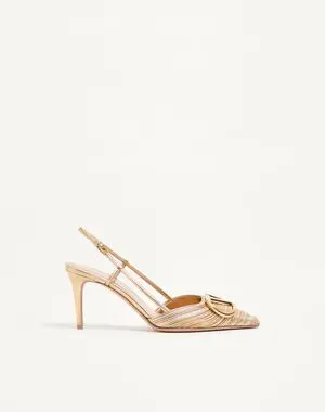 Valentino Garavani Vlogo Signature Metallic Slingback Pumps With Cornely Embroidery 80mm - Gold