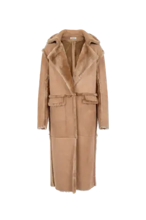 THE MANNEI Long Sheepskin Coat - Beige