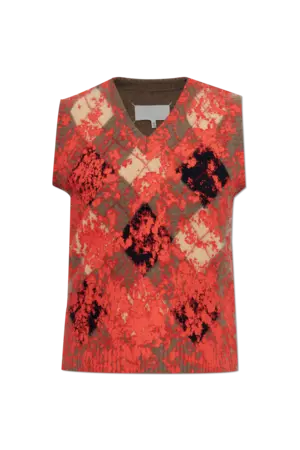 MAISON MARGIELA Wool Vest With A V-neck - Red