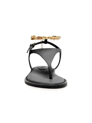 Schutz Lys Chain-detailed Leather Flat Sandals