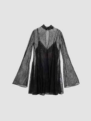 Etro Lace & Metallic Silk Combo Mini Dress - Black