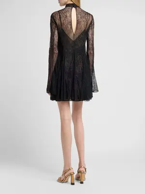 Etro Lace & Metallic Silk Combo Mini Dress