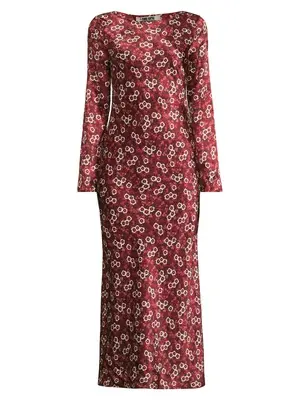 Ciao Lucia Gaia Floral Silk Charmeuse Midi-dress - Ruby