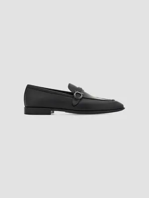 FERRAGAMO Venice Gancini Leather Loafers - Nero