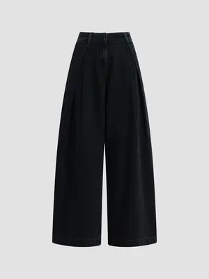 FAVORITE DAUGHTER Pleats For Days Wide-leg Jeans - Black