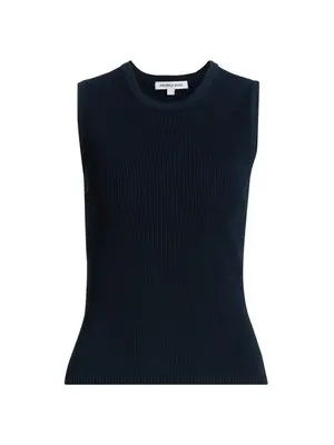 Veronica Beard Sid Rib-knit Crewneck Tank