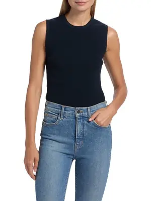 Veronica Beard Sid Rib-knit Crewneck Tank