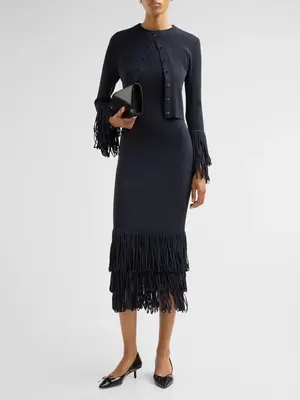 TOCCIN Claudia Fringe-cuff Cardigan