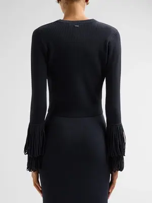TOCCIN Claudia Fringe-cuff Cardigan