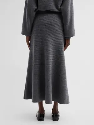 LISA YANG Dovie Cashmere Rib-knit Midi Skirt