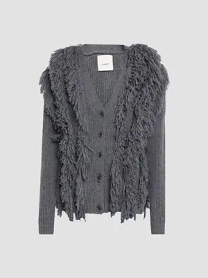 LISA YANG Soreia Cashmere Fringe Cardigan - Graphite