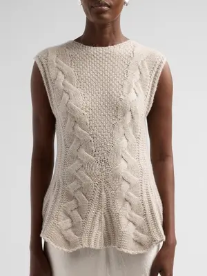 LISA YANG Signy Cable-knit Cashmere Top
