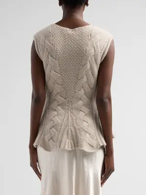 LISA YANG Signy Cable-knit Cashmere Top