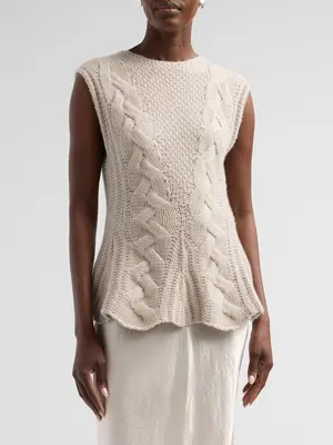 LISA YANG Signy Cable-knit Cashmere Top